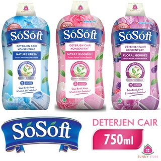 Jual SoSoft Liquid Detergent 750ml Fresh Bottle So Soft Sweet Bouquet ...