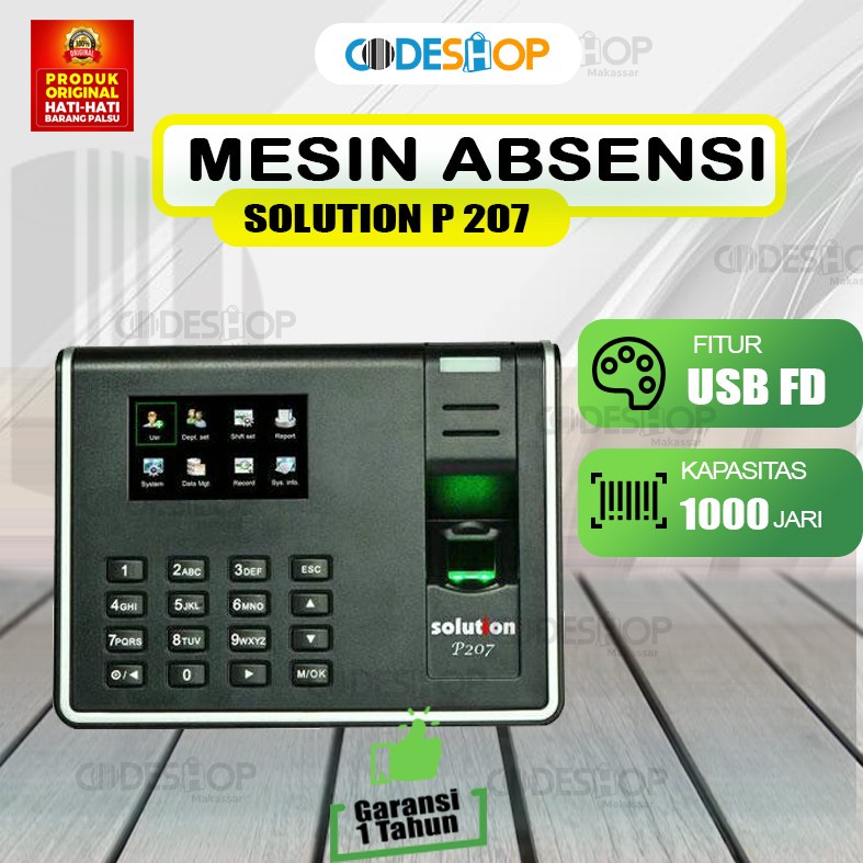 Jual MESIN ABSENSI SOLUTION P 207 / P207 LAPORAN TARIK VIA USB ...