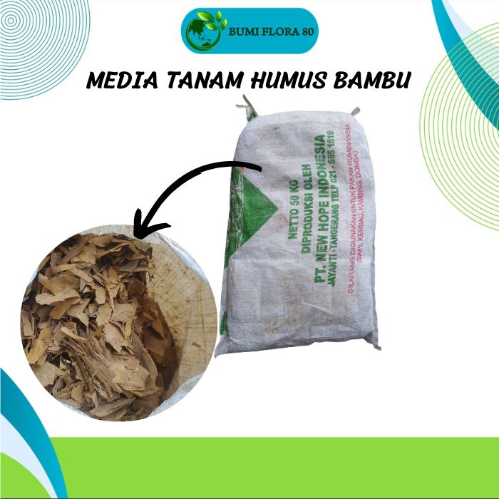 Jual media tanam daun humus bambu karung/daun bambu/media tanam cacahan ...