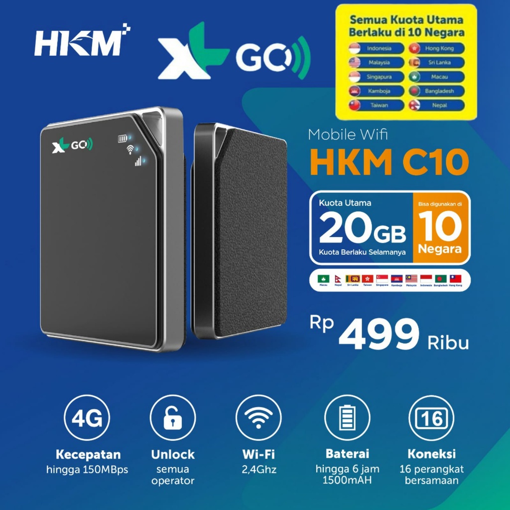 Jual Modem Mifi XL Go HKM M21 XL / M22 XL 20GB / M22 TELKOMSEL 14GB 4G ...