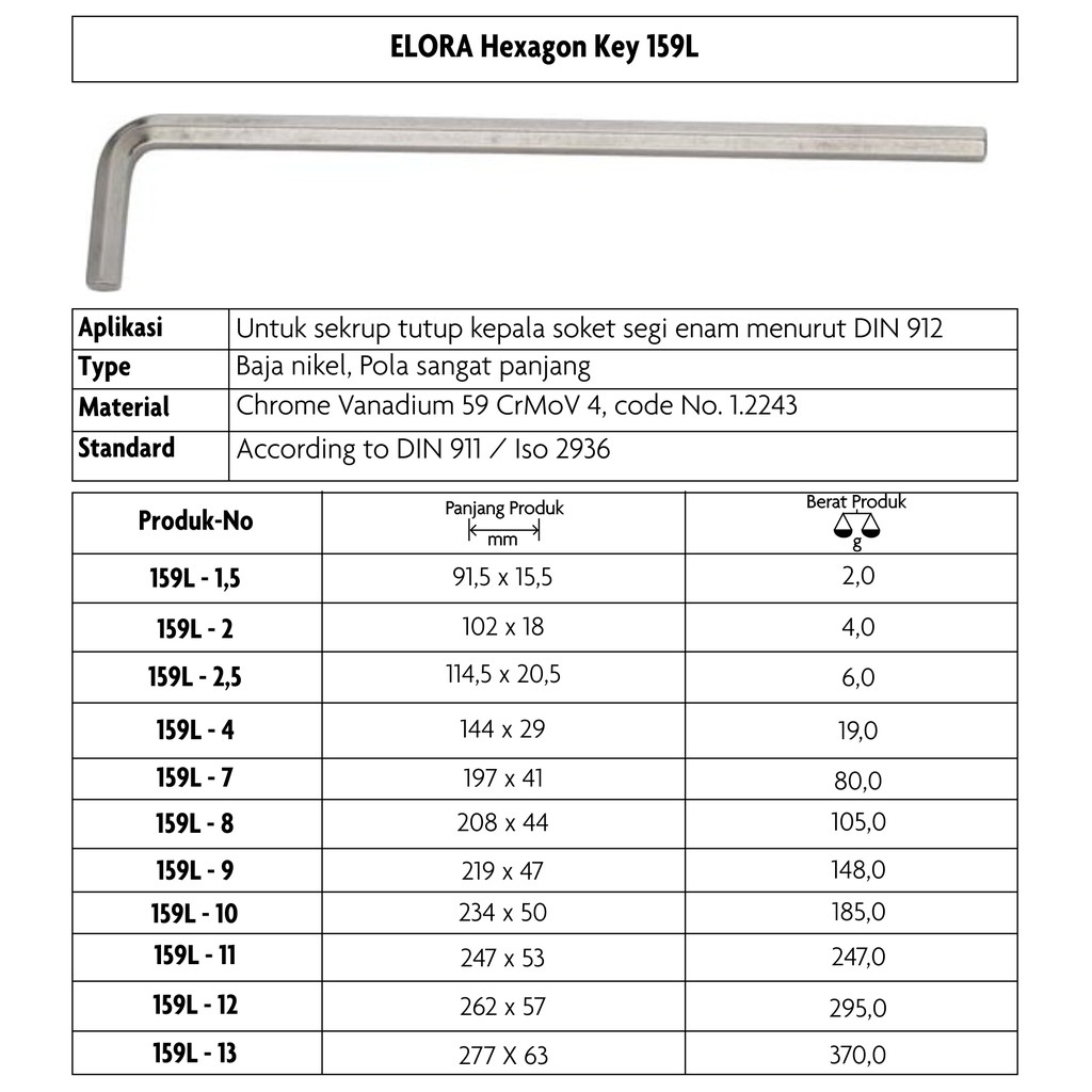 Jual Elora Hexagon Key 159L | Shopee Indonesia