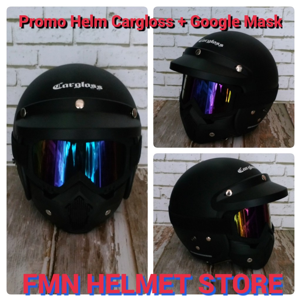 Jual Promo Helm Cargloss CF Retro + Google Mask / Masker Goggle ...