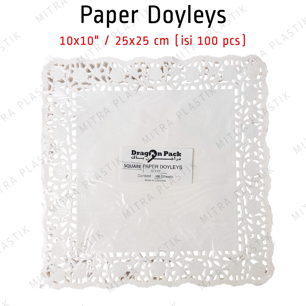 Jual (isi 100 pcs) Paper Doyleys 10x10" Inch Kertas Doilies Kotak 25 cm ...