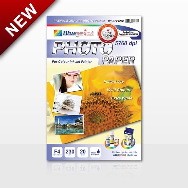 Jual Kertas Foto / Kertas Glossy / Glossy Paper BLUEPRINT F4 230 gsm ...