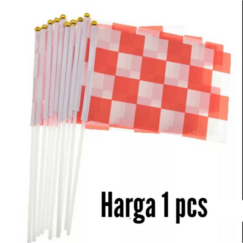 Jual bendera tangan motif bendera balap warna putih merah | Shopee ...