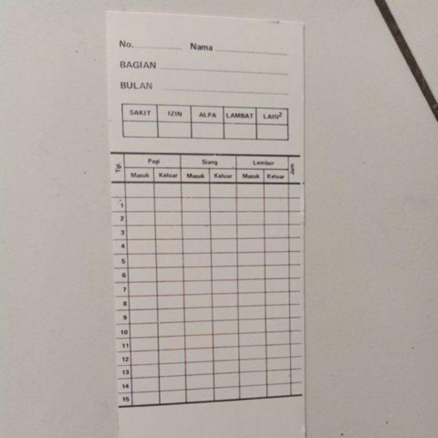 Kartu absensi kartu ceklok amano kartu absen | Shopee Indonesia