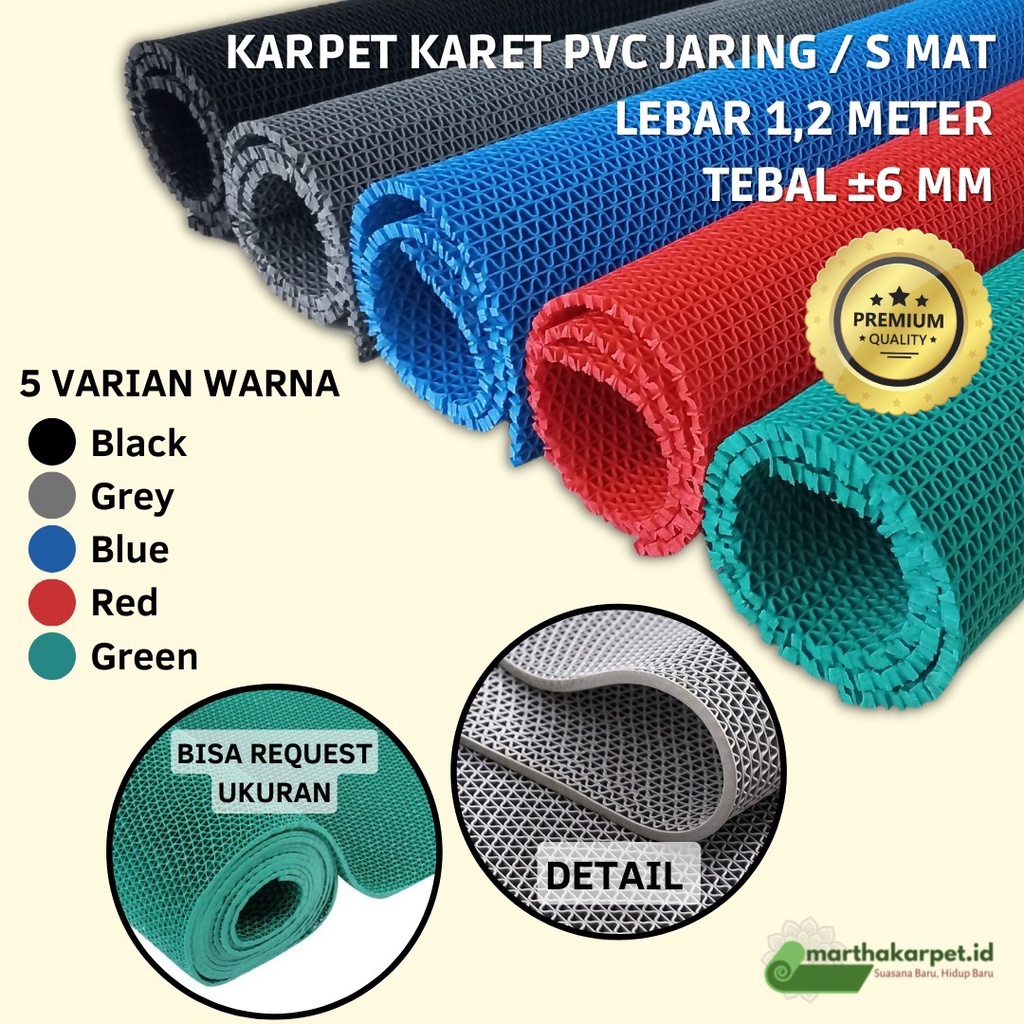 Jual Keset Karpet Karet PVC Anti Slip Kamar Mandi Karpet Masjid 40X60cm ...
