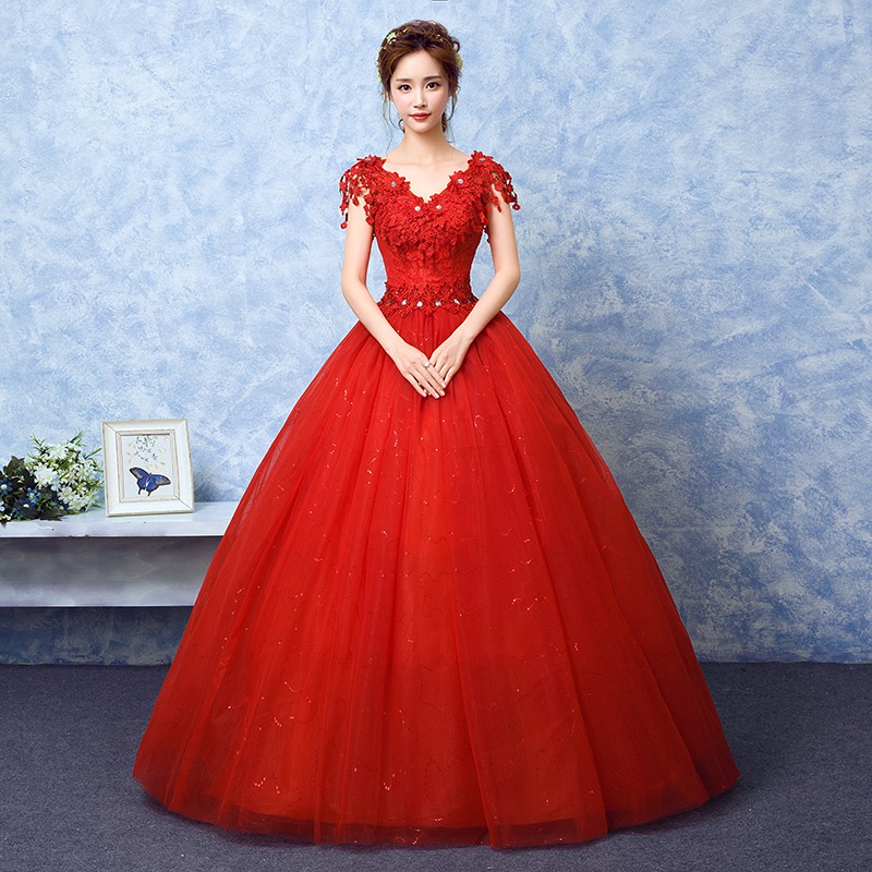 1706005 Merah Gaun Pengantin Wedding Gown Wedding Dress | Shopee Indonesia