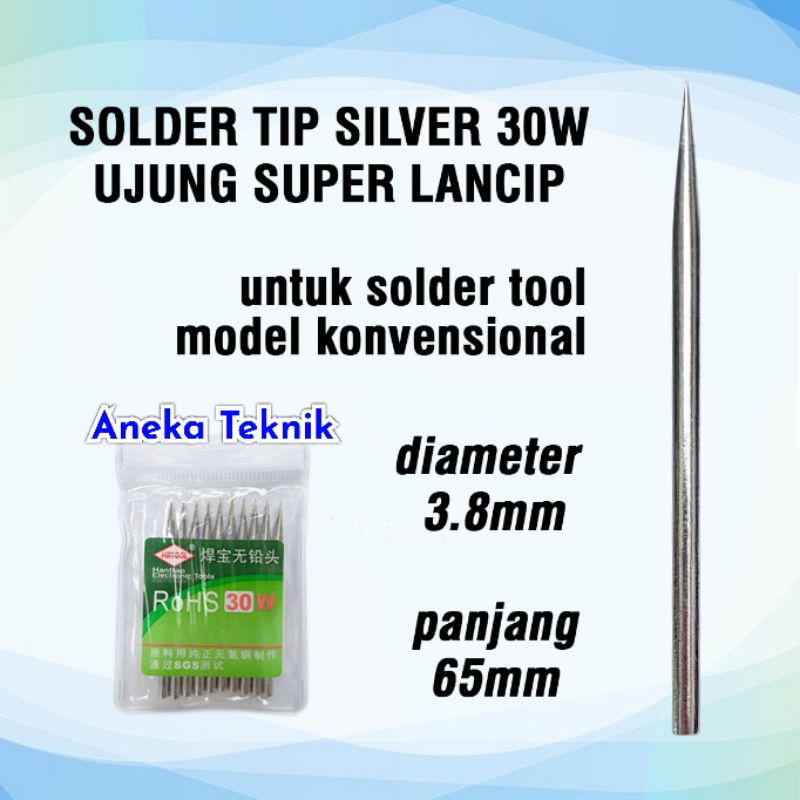 Jual Solder Tip 30W SILVER Model UJUNG SUPER LANCIP Panjang 65 mm Dia 3 ...