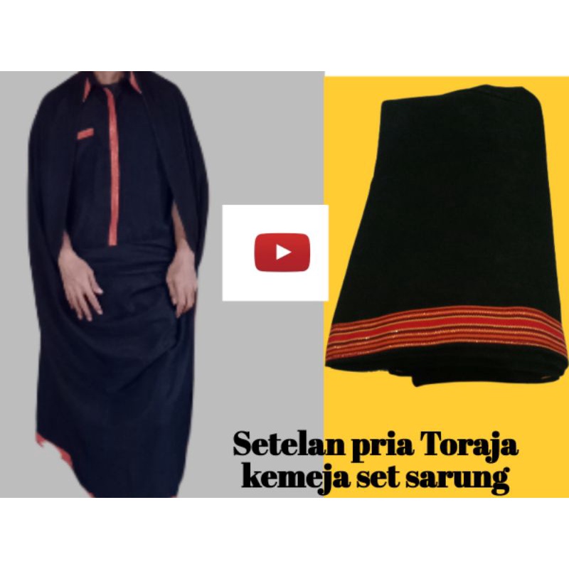 Jual KEMEJA TORAJA HITAM | BAJU TORAJA PRIA SET SARUNG TORAJA HITAM ...