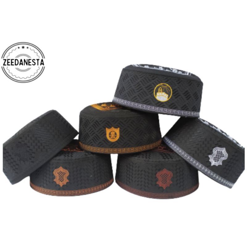 Jual KOPIAH SONGKOK PECI KOPYAH DEWASA BULAT HITAM LIST PUTIH | Shopee ...