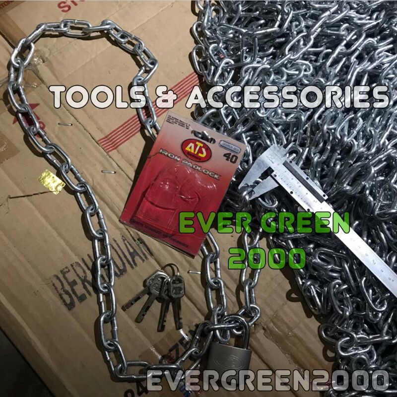 Jual Rantai Besar 1 / 2 / 3 meter + Gembok 40 mm + Anak Kunci 3 pcs ...