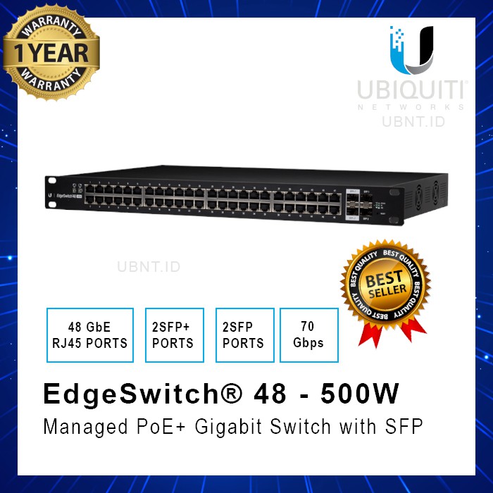 Jual Ubiquiti Edge Switch 48 Port POE 500 Watt ES-48-500W | Shopee ...