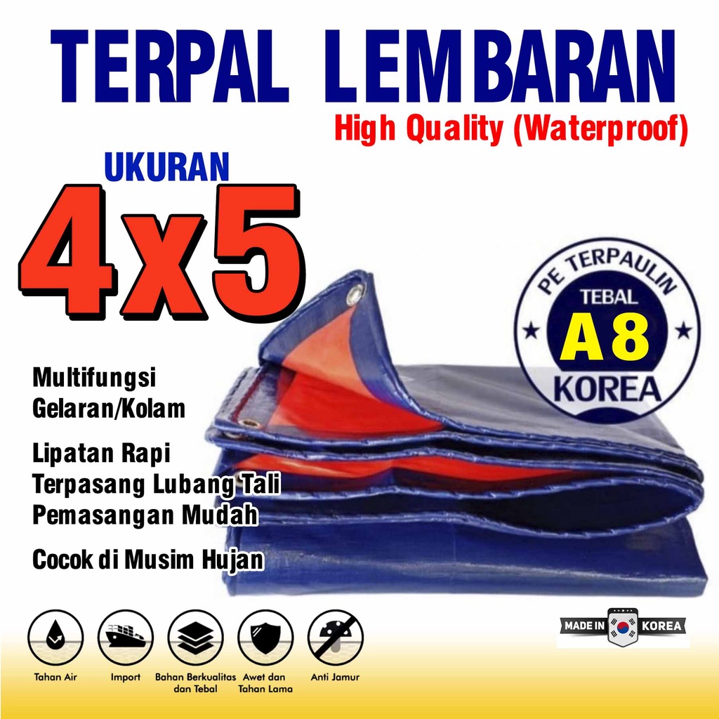 Jual Terpal Ukuran 4x5 meter A8 Berkualitas, Terpaulin Terpal plastik ...