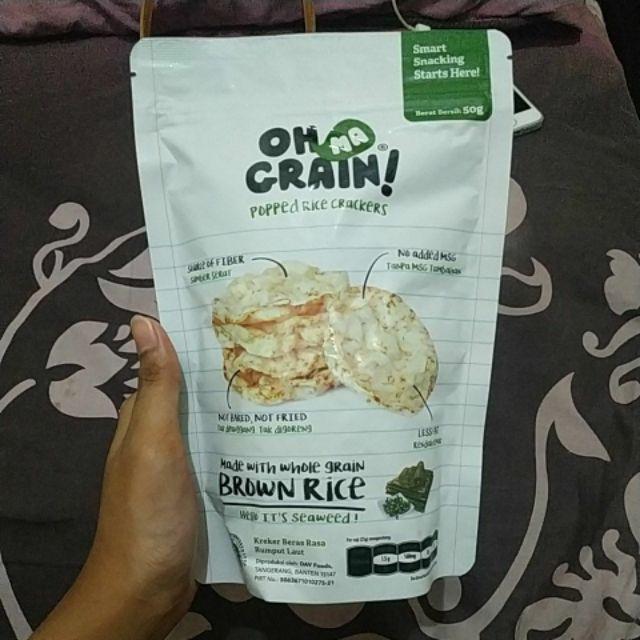 Oh Ma Grain! - Popped Rice Crackers Seaweed - Rasa Rumput Laut - 50 Gr ...