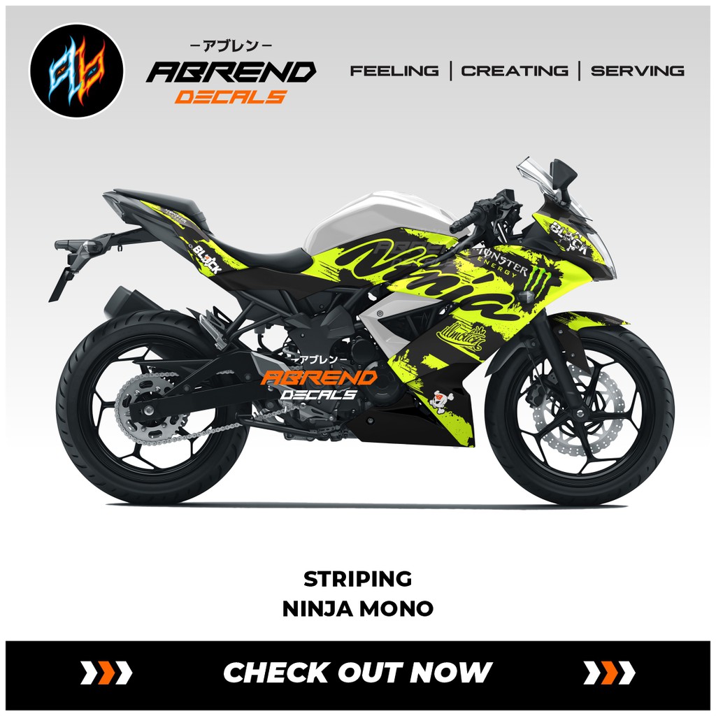 Jual Striping Ninja 250 Mono / Stiker motor Kawasaki Ninja Mono Desain ...