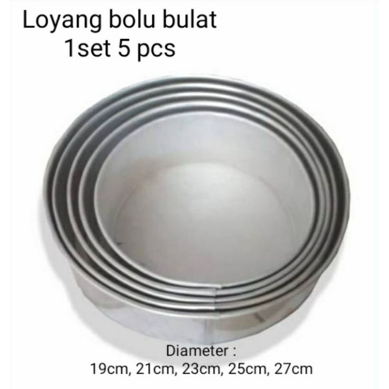 Jual Loyang bolu bulat 1 set isi 5 pcs bahan Alumunium | Shopee Indonesia