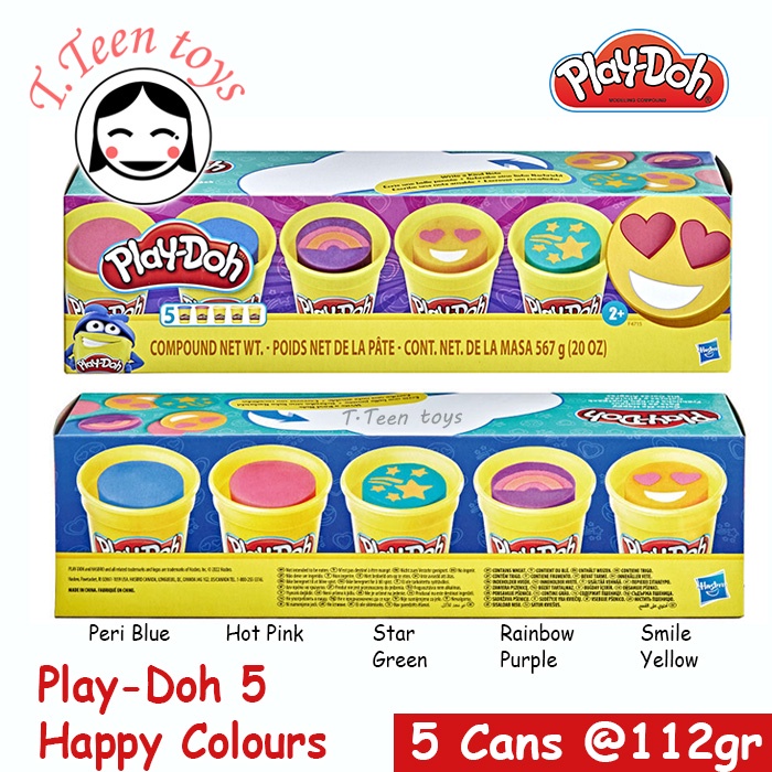 Jual Playdoh 5 Happy Colours Pack Play doh Play dough Playdough ...