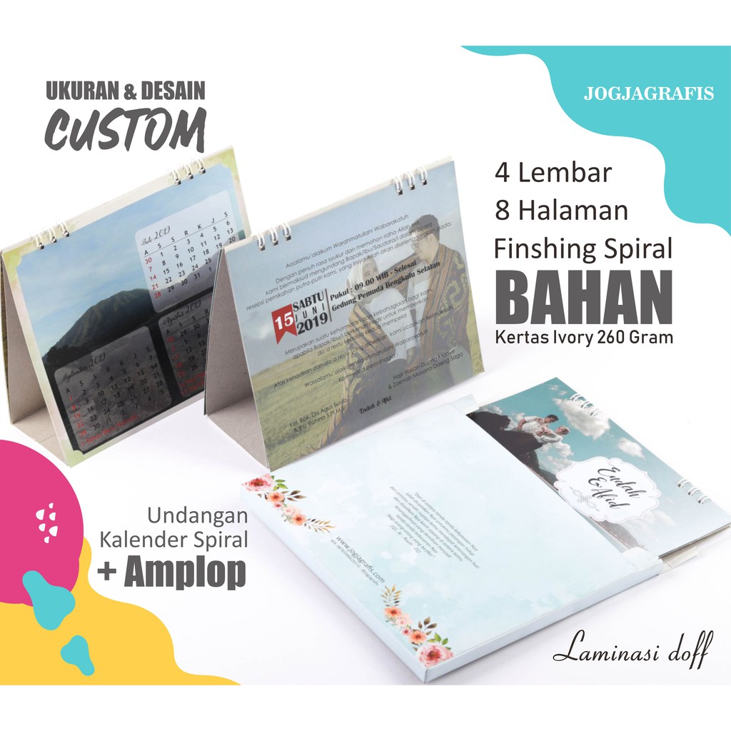 Jual UNDANGAN PERNIKAHAN KALENDER DUDUK CUSTOM FULL COLOUR Laminasi ...