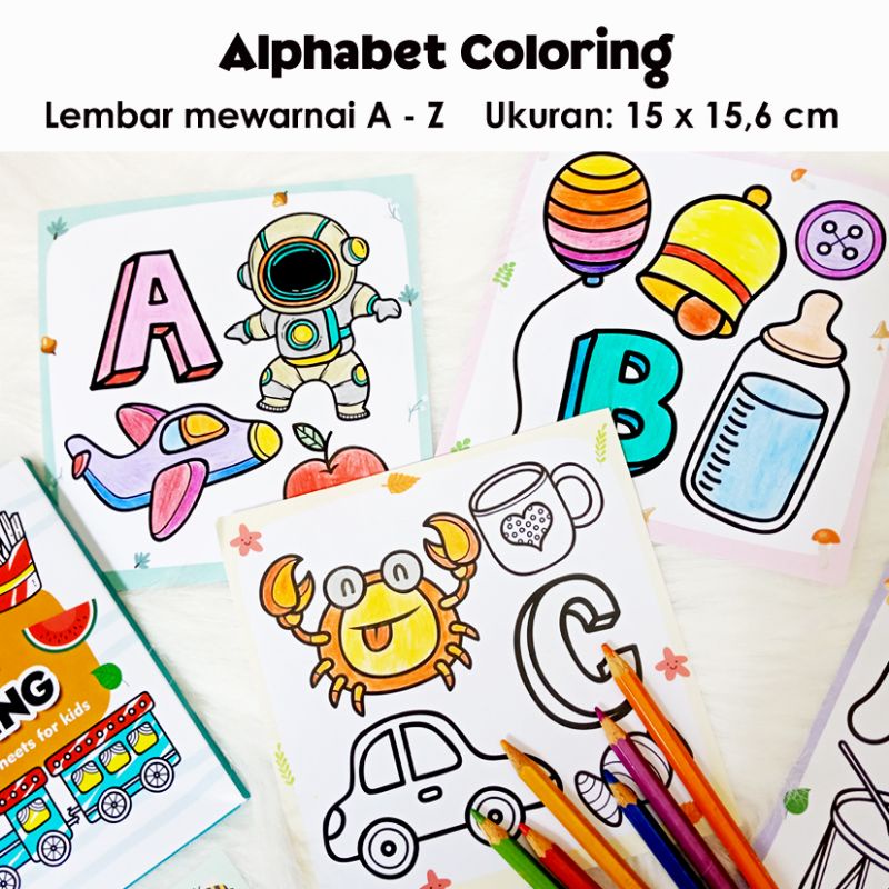 Jual Alphabet Coloring / lembar mewarnai anak tema huruf alphabet ...