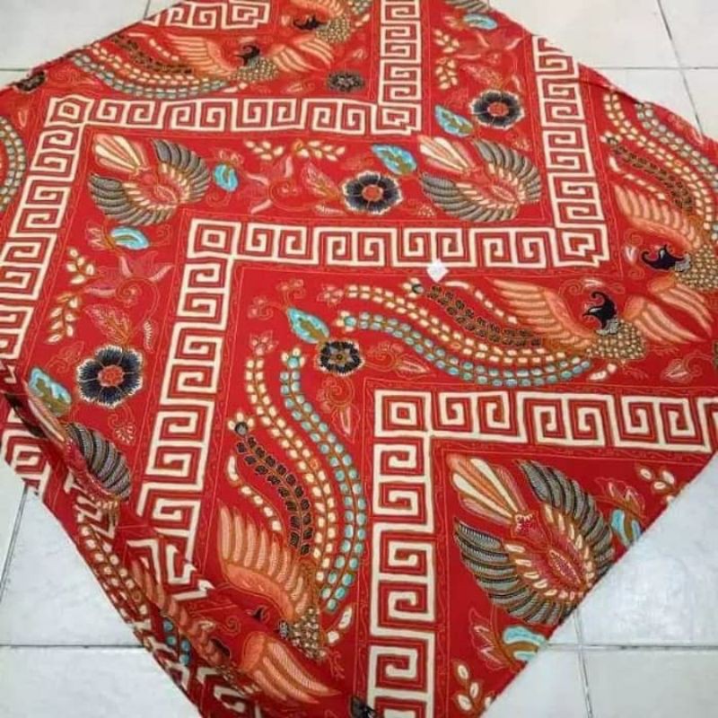 Jual Kain Batik Solo motif zik zak merak dasar merah ( Primissima ...