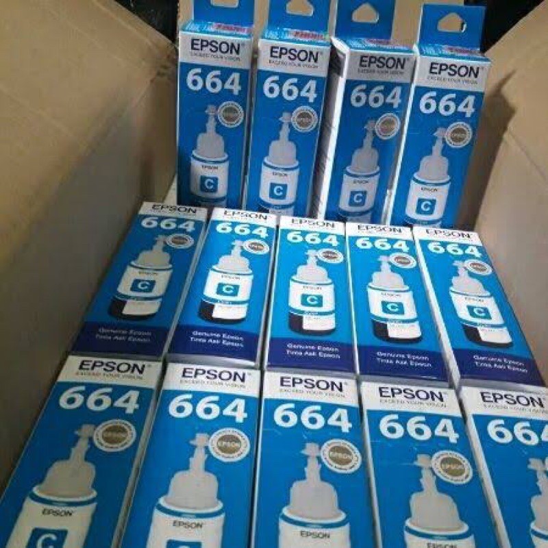 Jual 1 DUS ( 60 PCS) Tinta Epson 664 Cyan untuk L100 L110 L120 L200 ...