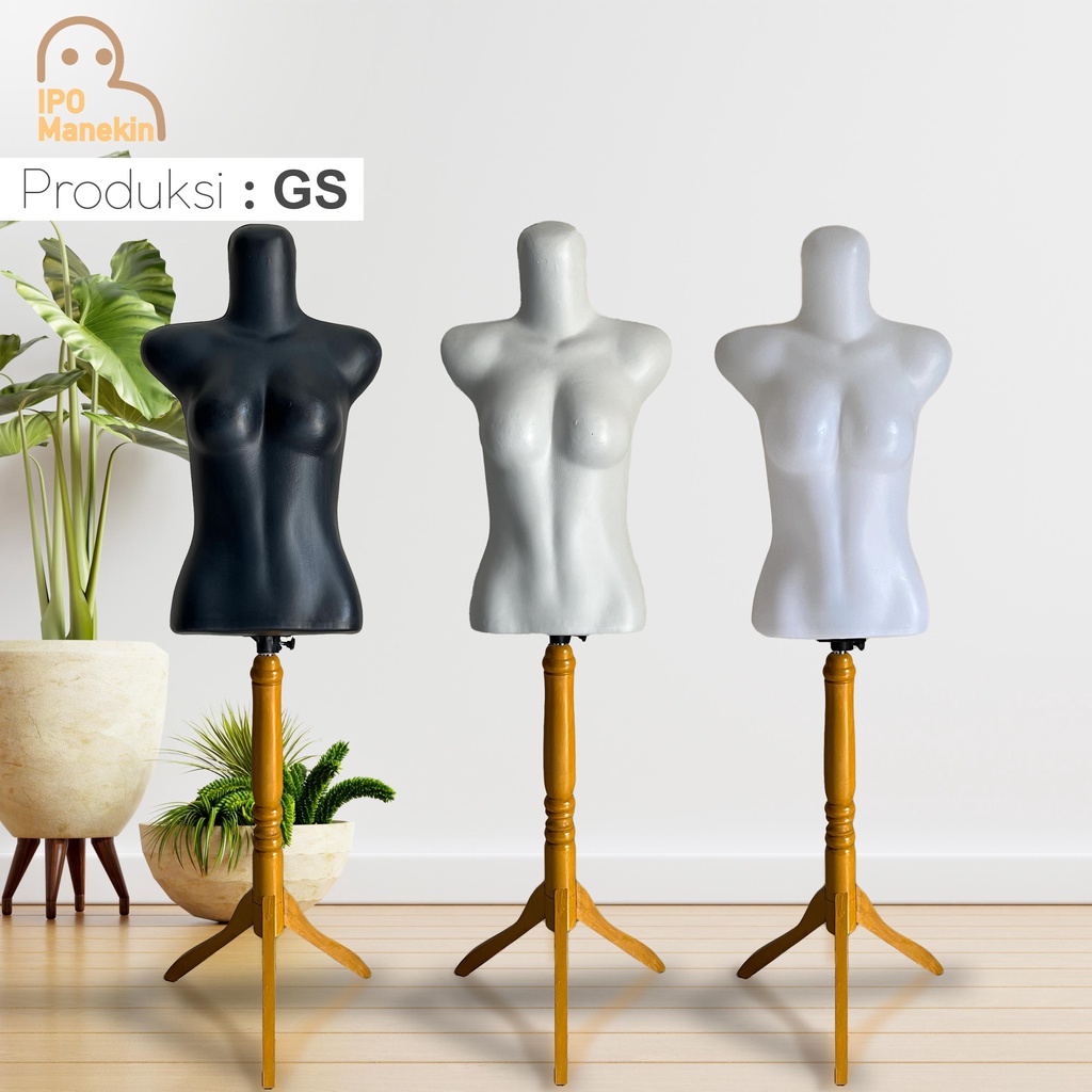 Jual Manekin Patung Baju Wanita Body Lurus hitam butek bening Set ...