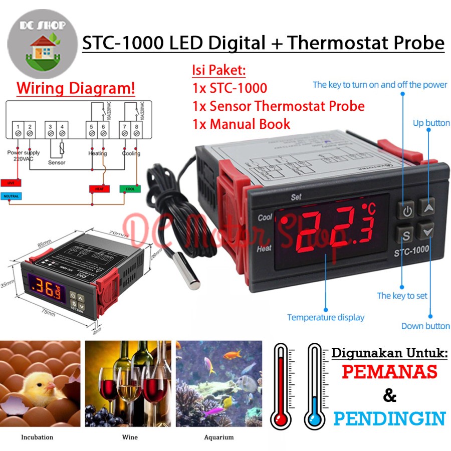 Jual STC-1000 Temperature Digital Controller Thermostat Heating and Cooling | Shopee Indonesia