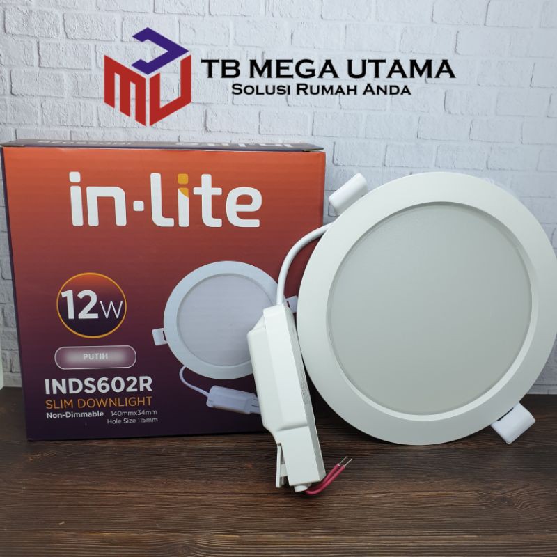 Jual Inlite Downlight LED COB Panel 12 Watt Tipe INDS602R Slim Putih ...