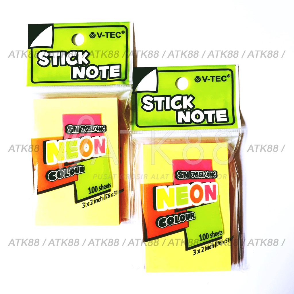 Jual Sticky Note - Stick Note Neon V-Tec SN 7651 | Shopee Indonesia