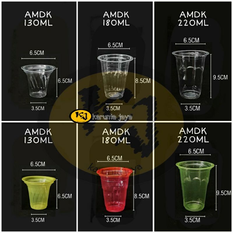 Jual 1 Karton / Dus Gelas Plastik Amdk Polos & Warna ( 130ML, 180ML, 220ML ) | Shopee Indonesia