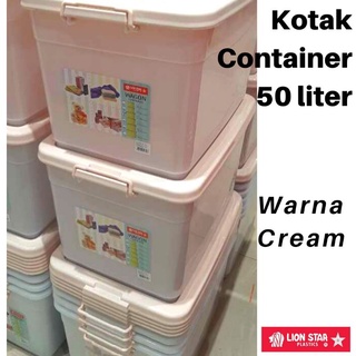 Jual Kontainer Kotak Lion Star 50 Liter warna Krem Soft | Shopee Indonesia
