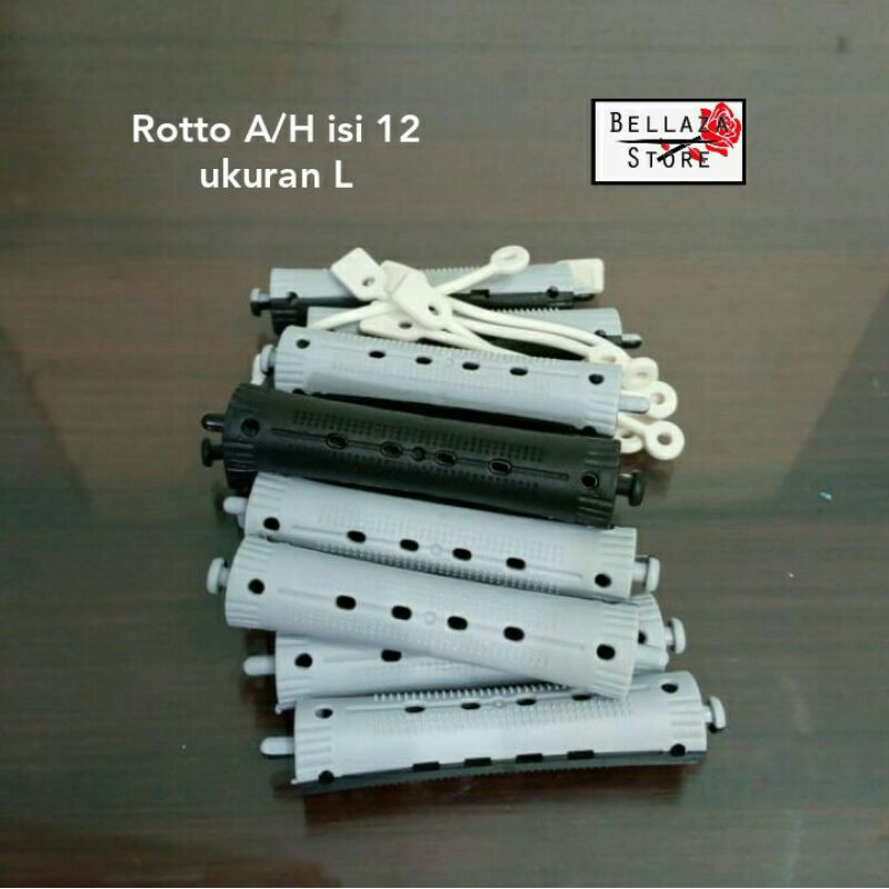 Rotto Keriting Abu/Hitam isi 12 Ukuran L / Roll Keriting Rambut ...