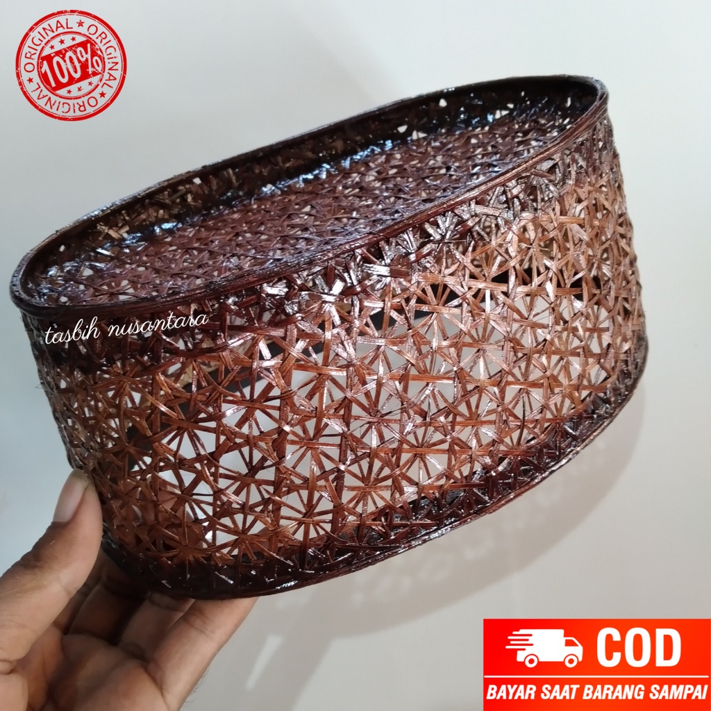 Jual Peci anyaman bambu hitam polos / kopiyah anyaman bambu | Shopee ...