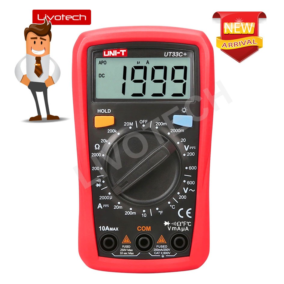 Jual UNI-T MULTITESTER UT33C+ Multimeter Digital Amper Avometer ORI ...