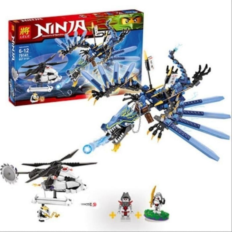Jual Lego Block Ninjago Blue Dragon Warrior vs Helicopter | Shopee ...