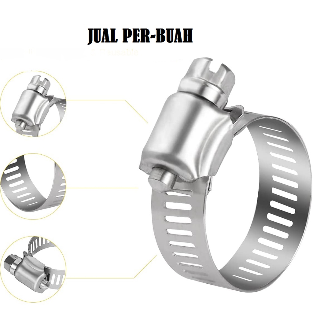 Jual Perbuah Klem Selang Stainless 16 - 25 mm clamp Pengikat Selang ...