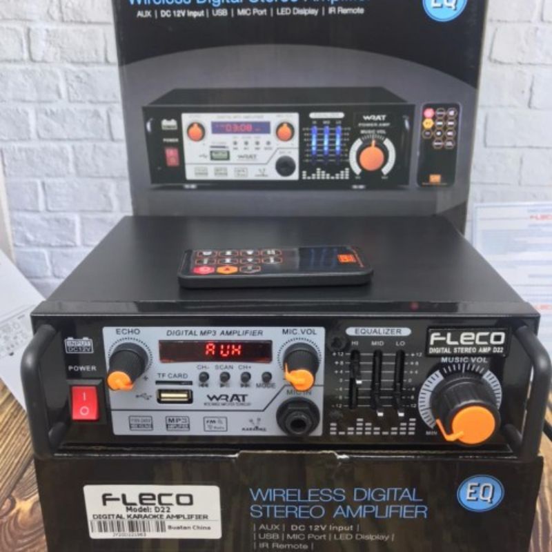 Jual COD Amplifier FLECO D-22 BT AC DC Ada echo + Stereo Karaoke + Mp3 ...