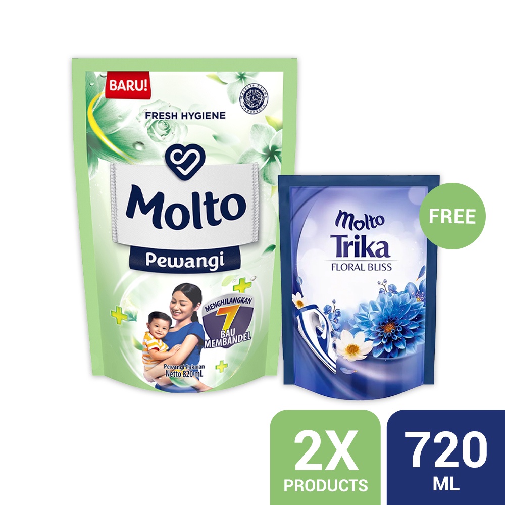 Jual MOLTO PELEMBUT DAN PEWANGI HYGIENE ANTI BAKTERI 720ML FREE MOLTO ...