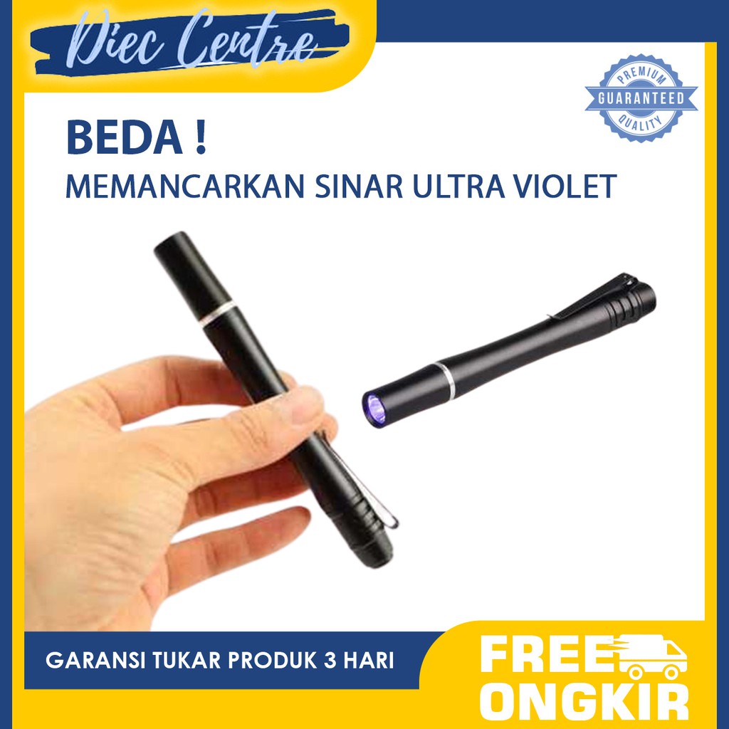 Jual Senter UV Pen Ultraviolet 395NM UV Light Pulpen Senter LED Mini ...