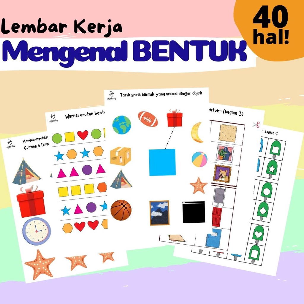 Jual WORKSHEET ANAK 2 3 4 5 6 tahun Printable BELAJAR BENTUK Lembar ...
