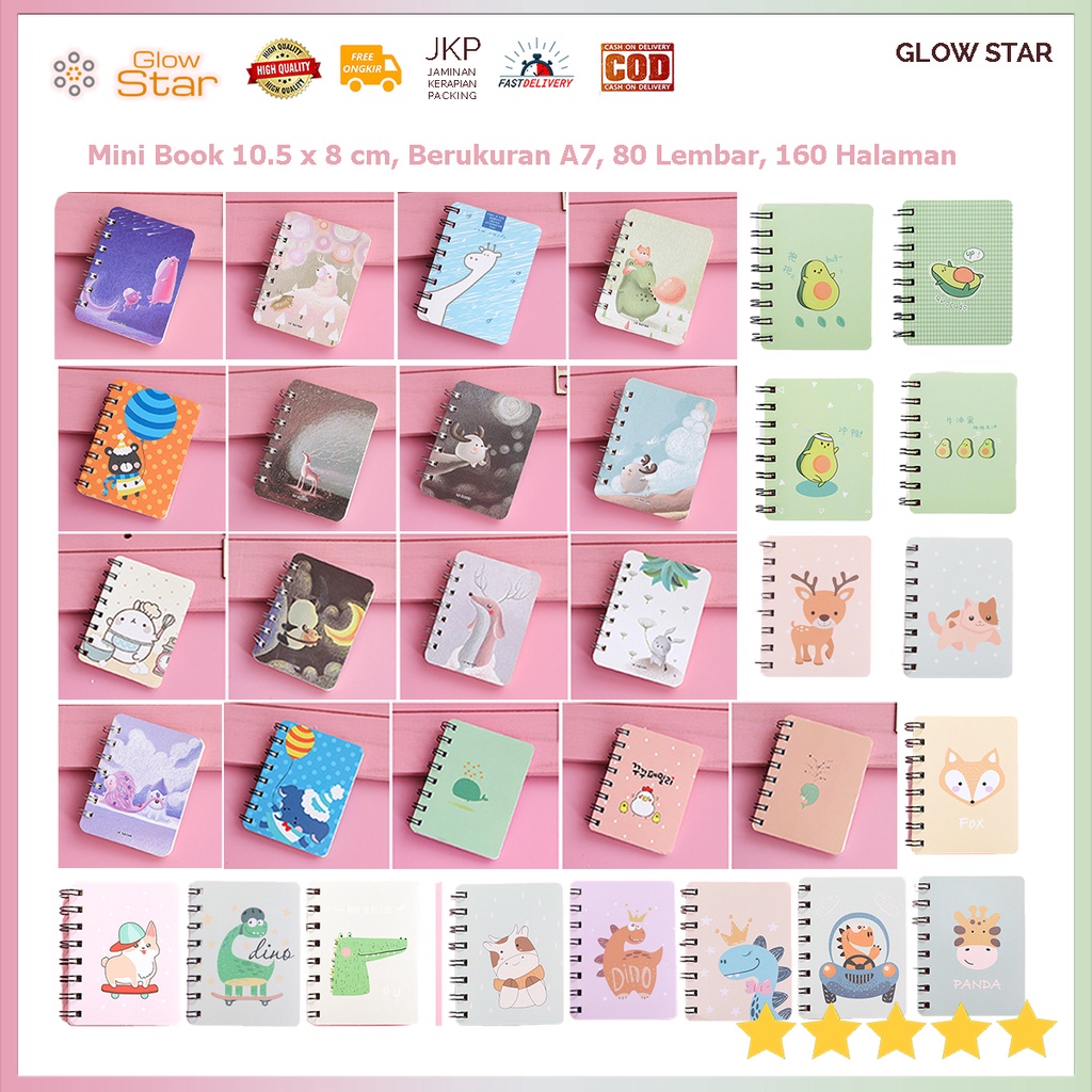 Jual Mini Book, Buku kecil anak anak motif lucu A7 tulis gambar catatan ...