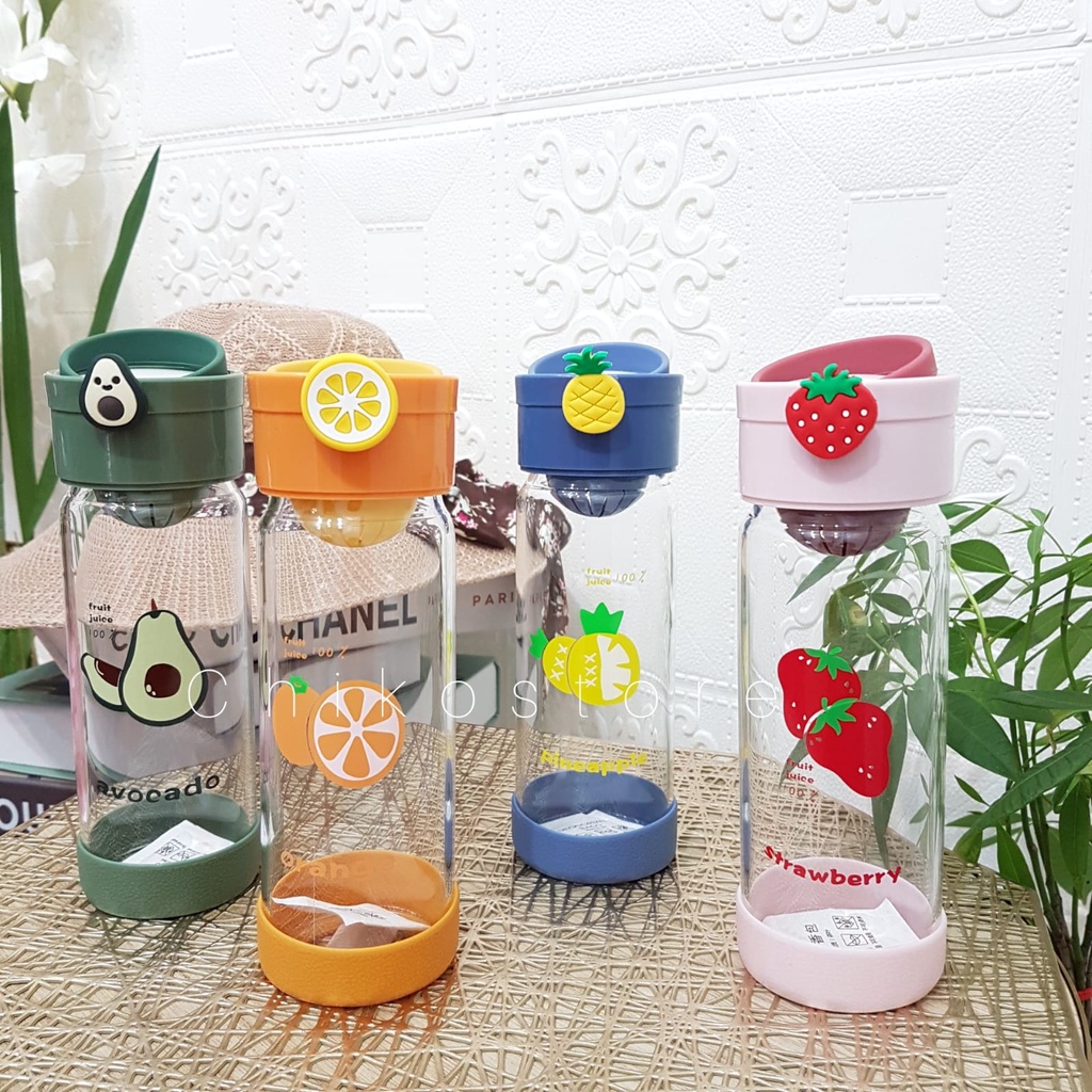 Jual Botol Minum Beling Kaca dengan peras jeruk kapasitas 320 ml ...