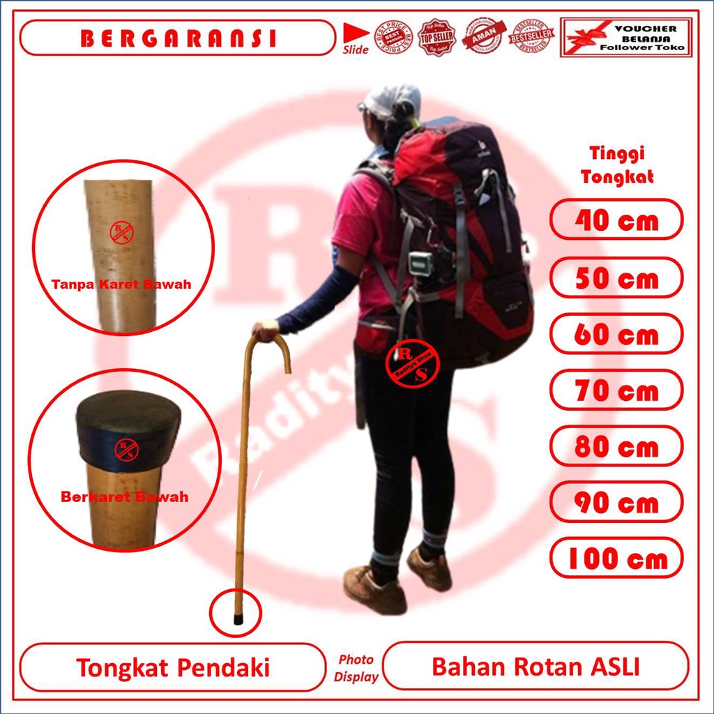 Jual Tongkat Rotan Alat Bantu Jalan Mendaki Gunung - Raditya Shop ...