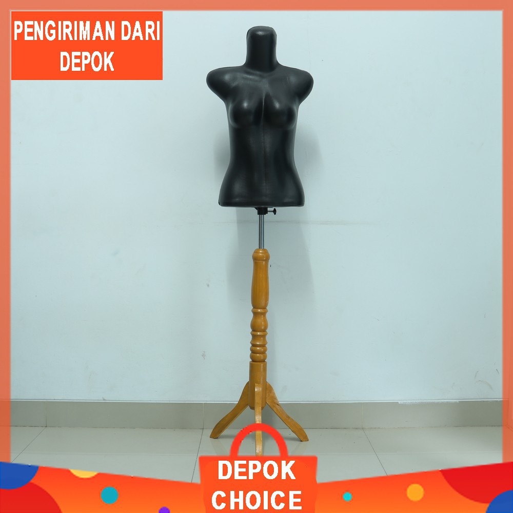 Jual MANEKIN LURUS HITAM TIANG KAYU | ABG SETENGAH BADAN | MANEKIN ...