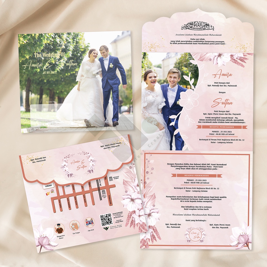 Jual Undangan Pernikahan Semi Amplop murah Glossy AC elegan surat kartu ...