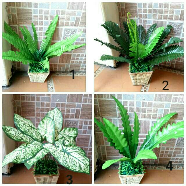 Jual Tanaman hias palsu artificial tanaman dengan pot rotan besar ...