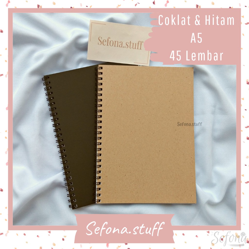 Buku Tulis / Catatan / Agenda / Notebook Spiral A5 Cover Coklat & Hitam ...