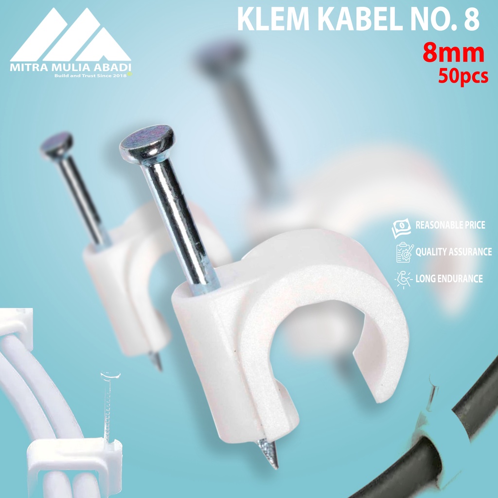 Jual Klem kabel clip kabel cable no 8 mm no.8 beton | Shopee Indonesia