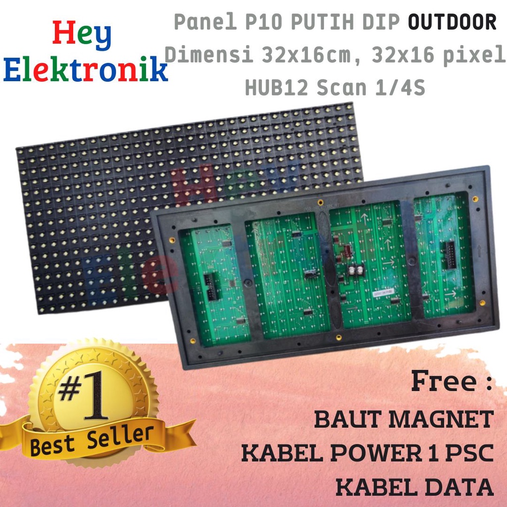 Jual Panel Module Modul LED P10 Running Text DIP Putih White Outdoor ...